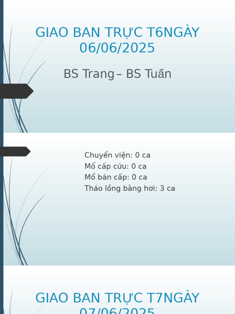 Giao Ban TR C T6Ngày 06/06/2025: BS Trang - BS Tu N | PDF