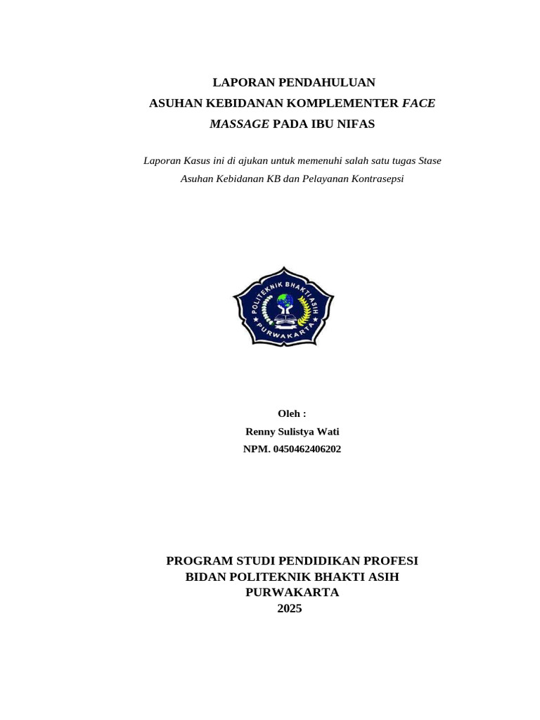 Face Massage untuk Ibu Nifas: Terapi Komplementer | PDF
