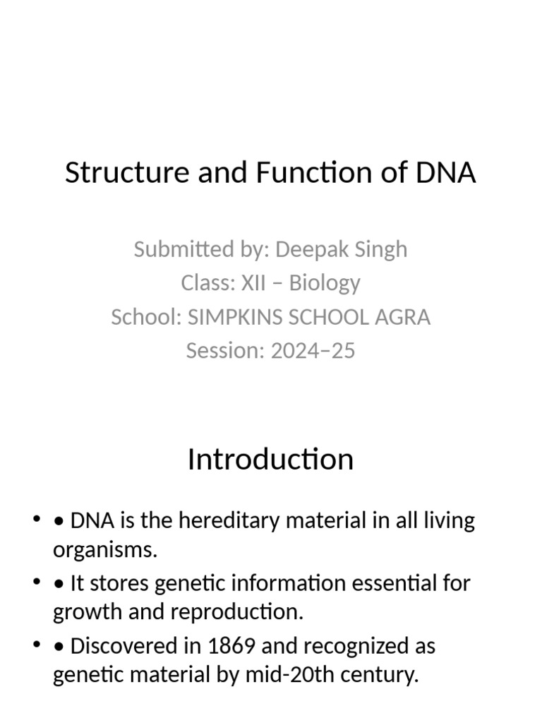 DNA Structure and Function Explained | PDF | Dna | Gene