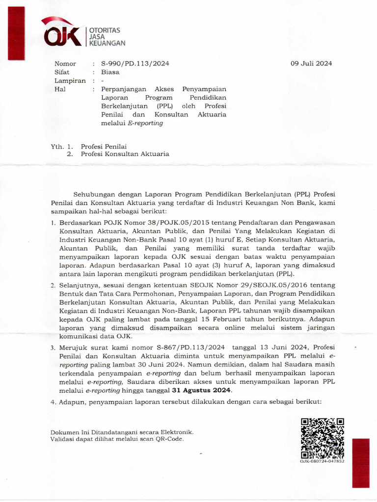 S-990 - PD.1132024 Perpanjangan Akses Penyampaian Laporan Program ...