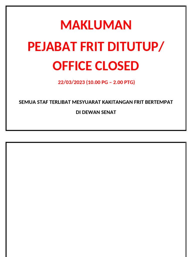 Signage Office Tutup | PDF