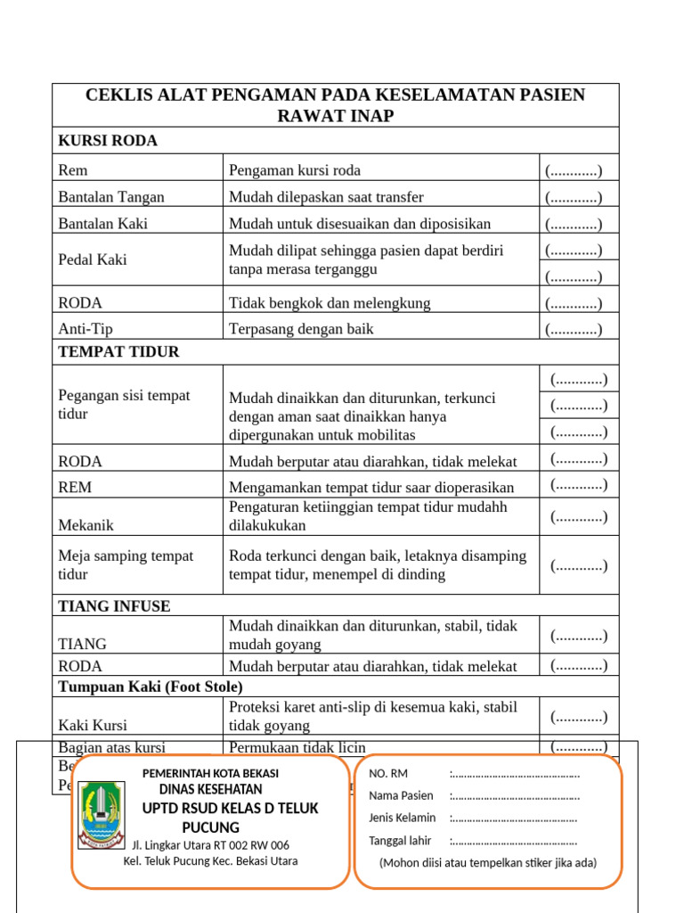 03-Med - Ceklis Alat Pengaman Pada Keselamatan Pasien | PDF