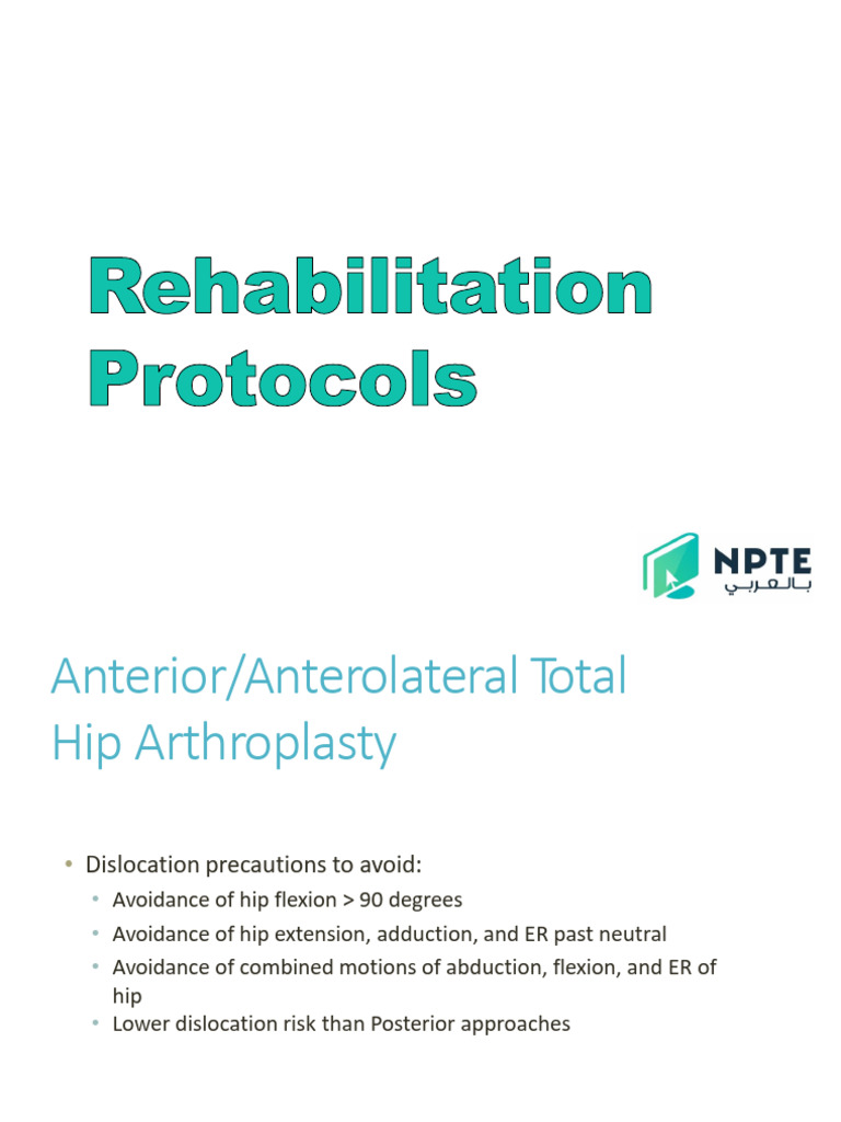 Total Joint Arthroplasty Protocols | PDF | Anatomical Terms Of Motion | Hip