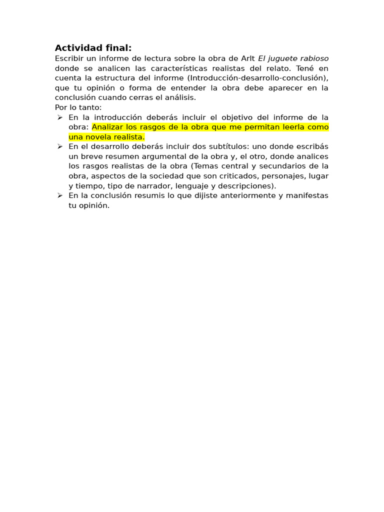Actividad Final - El Juguete Rabioso | PDF