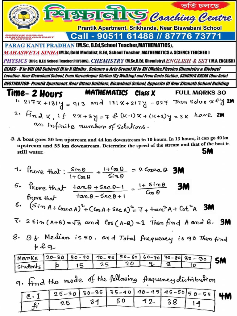 Linear Trigonometry & Statistics | PDF