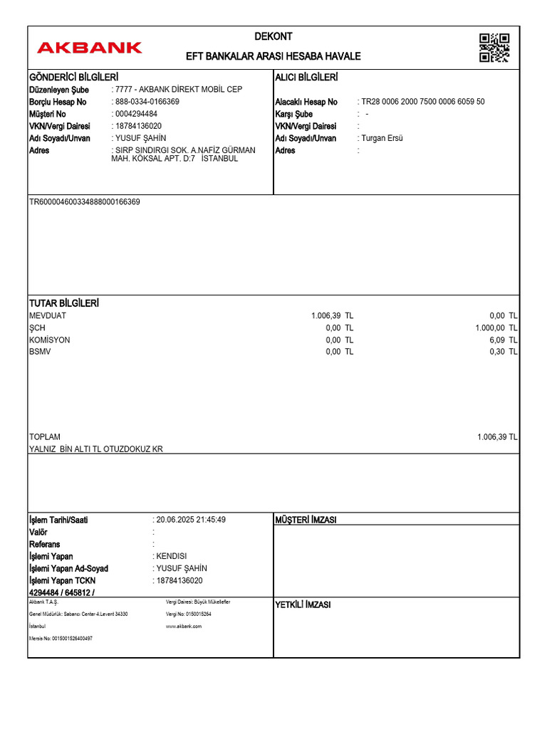 Akbank Dekont-5 | PDF