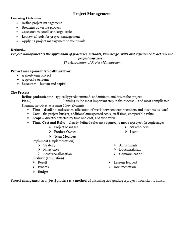 Chapter 1 - Project Management | PDF