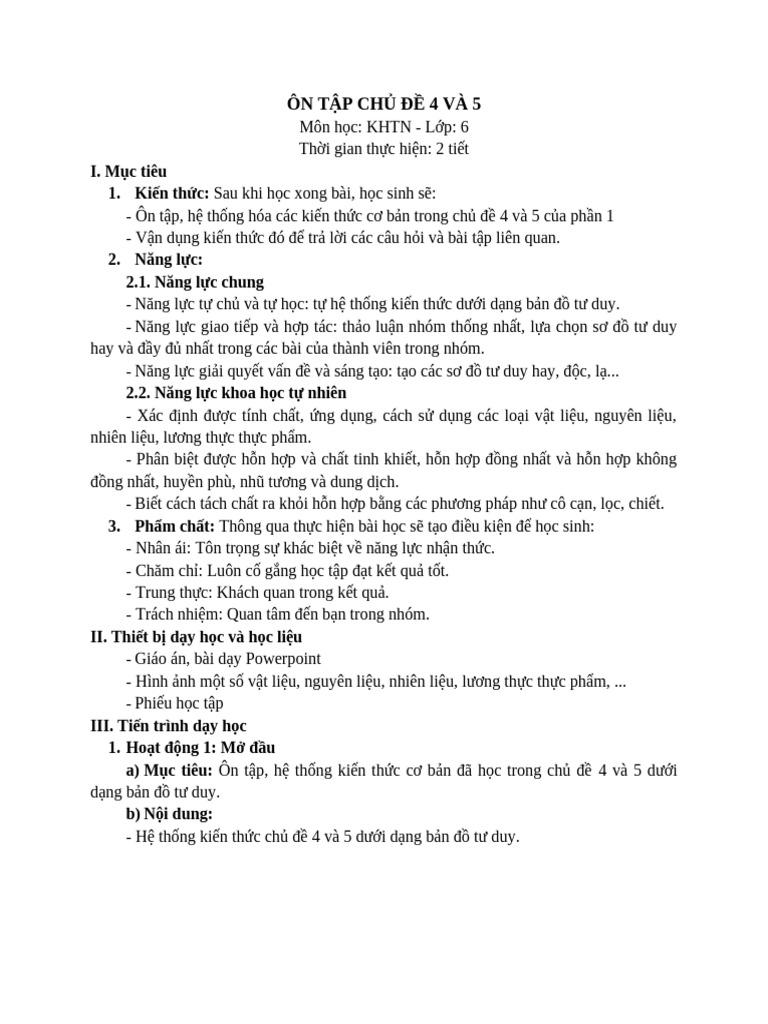 Ôn Tập Chủ Đề 4 Và 5 | PDF