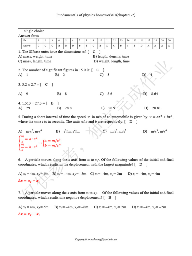 Physics Homework: Motion and Forces | PDF | Acceleration | Velocity