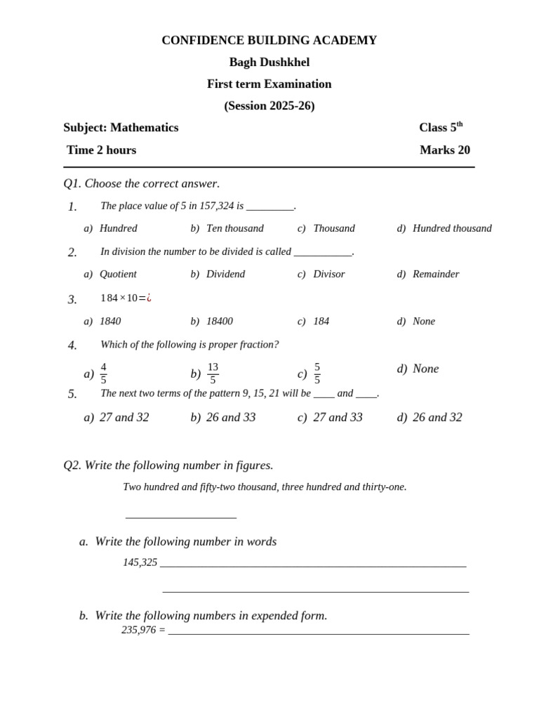 5th Mathematics | PDF