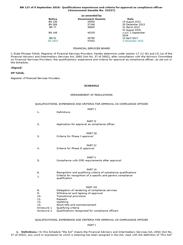 Board Notice 127 of 2010 | PDF | Regulatory Compliance | Liquidation