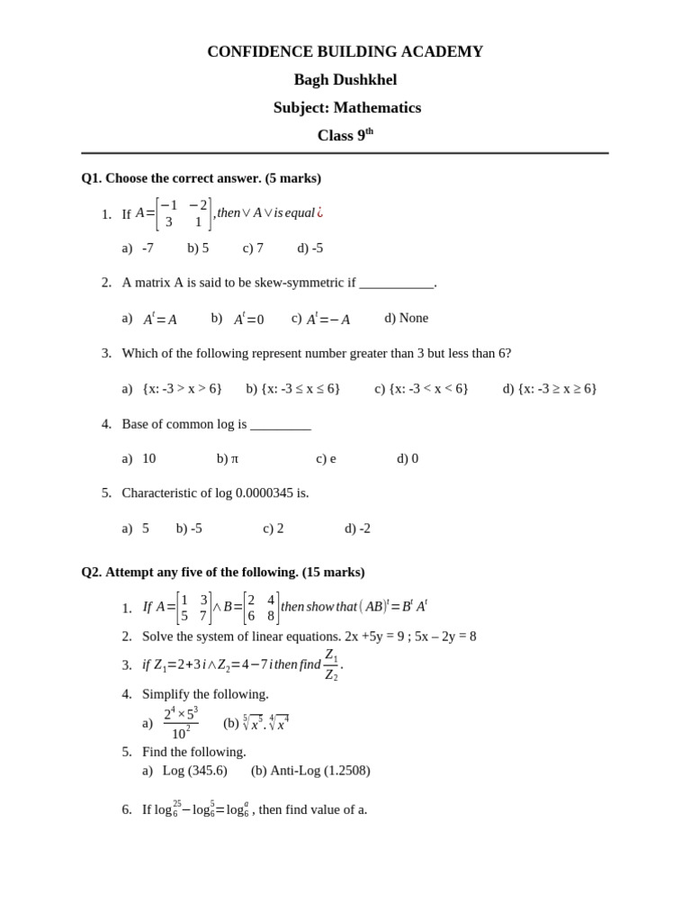 9th Mathematics | PDF