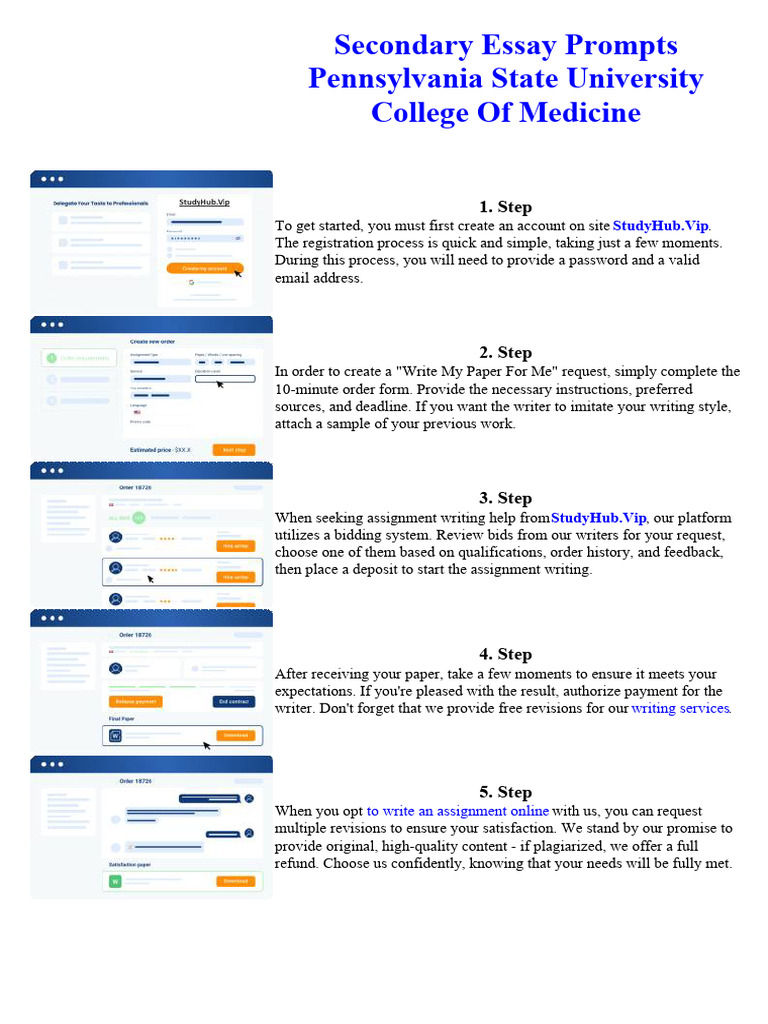 Secondary Essay Prompts Pennsylvania State University College of ...