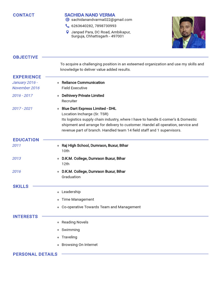 Resume of Sachida Nand Verma | PDF