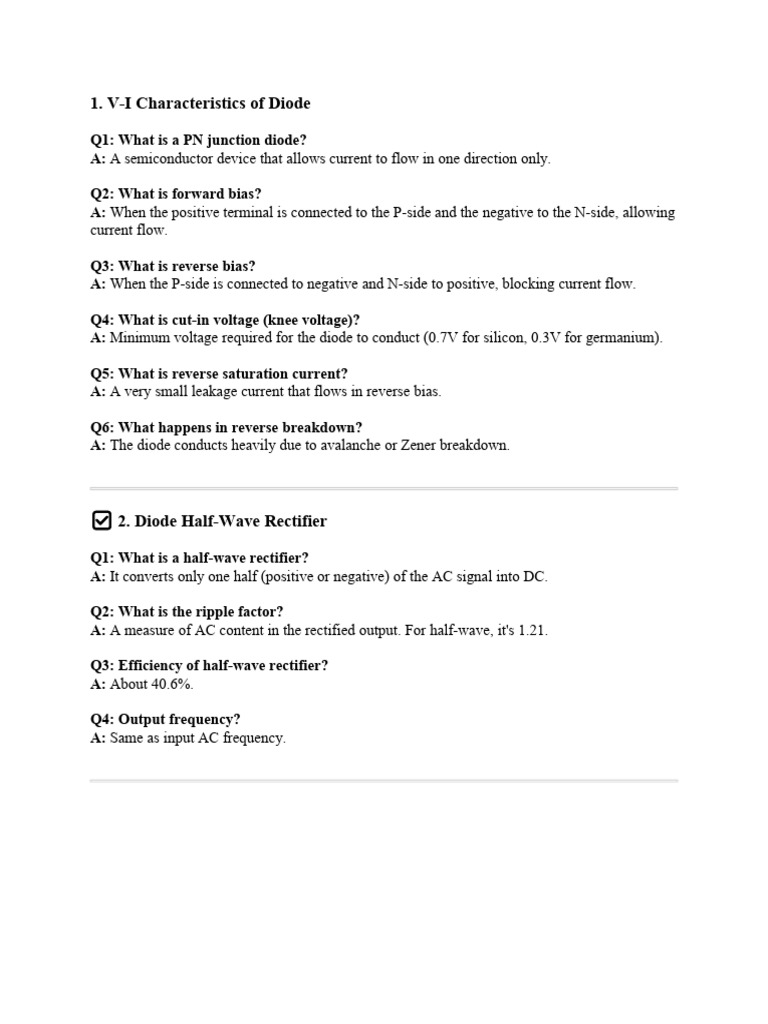Short Questions About Analog Electronics | PDF | Rectifier | Operational Amplifier