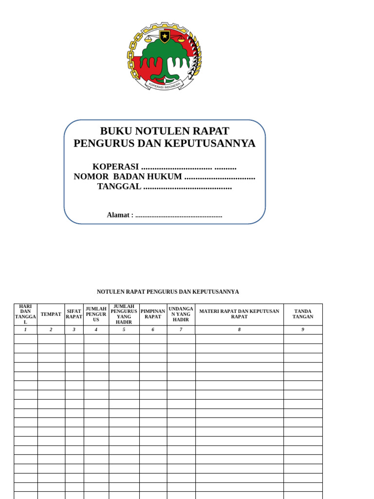 Buku Notulen Rapat Pengurus KDMP SSG 2 | PDF