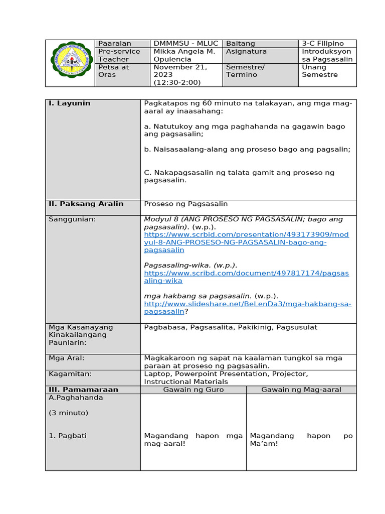 Aktuwal Na Pagsasalin | PDF