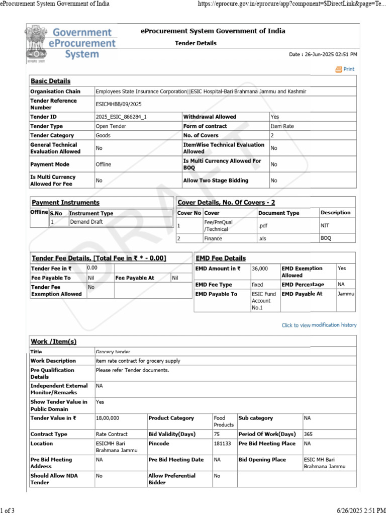 Basic Details: Eprocurement System Government of India | PDF ...