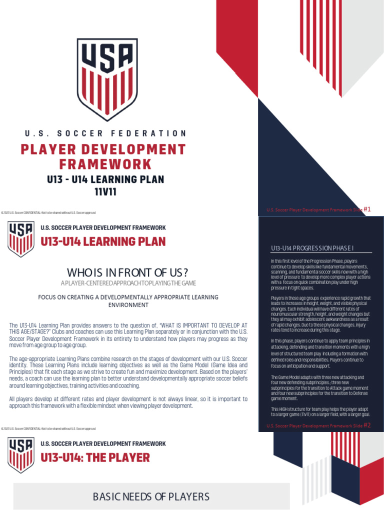 9 Us Soccer Player Development Framework Game Model and Learning Plan U13 2 | PDF | Adolescence ...