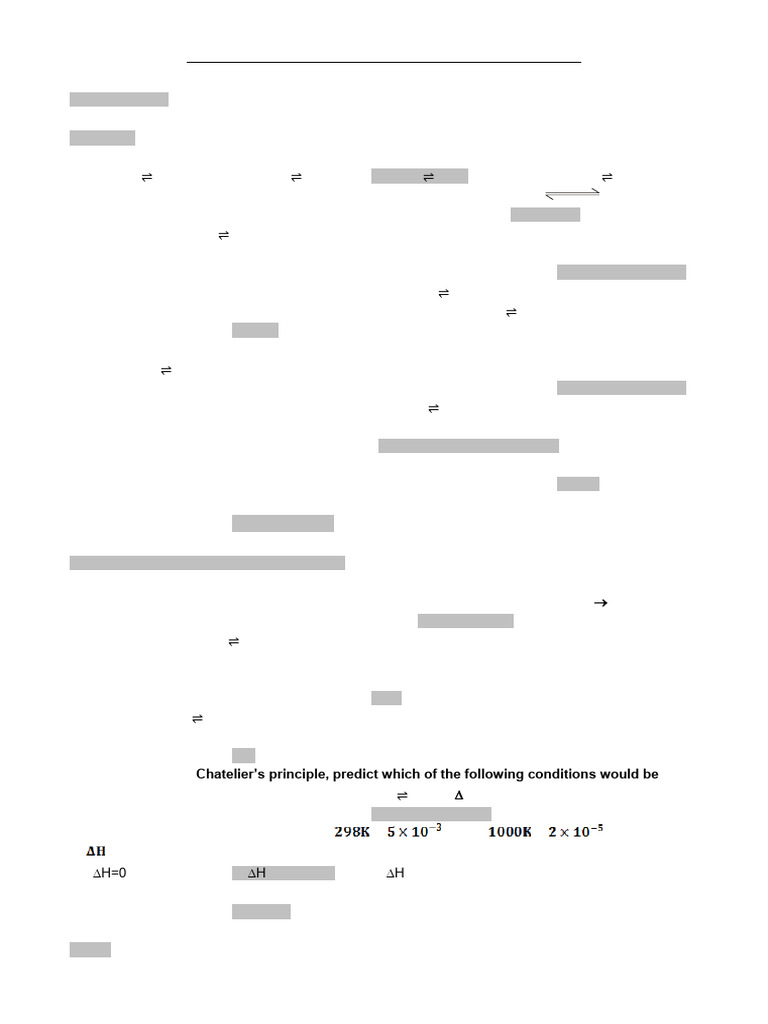 Chemical Equilibrium Assignment Questions | PDF | Chemical Equilibrium ...