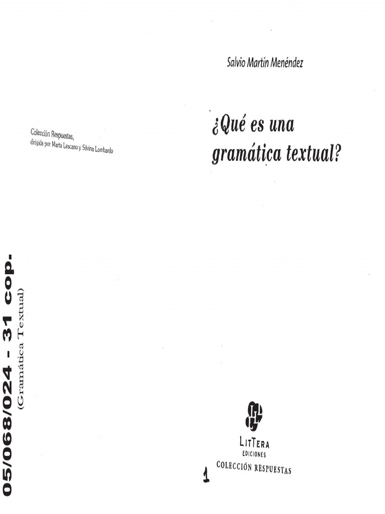 I-1 Menendez, S.M. Qué Es Una Gramatica Textual Mejorado | PDF