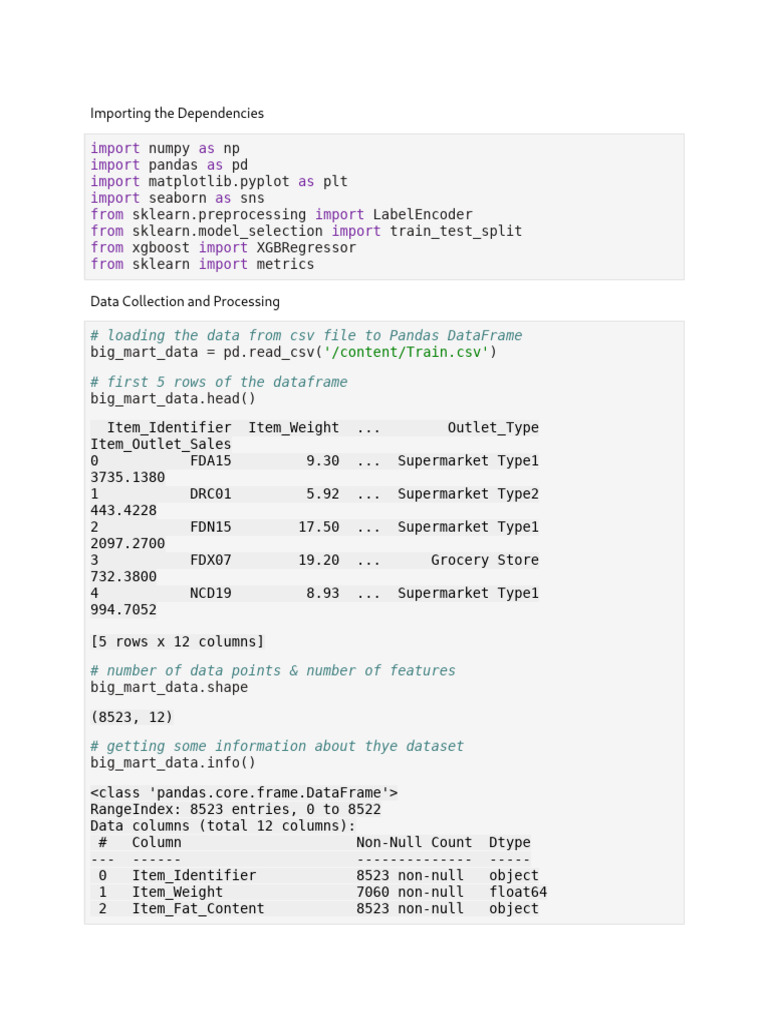 Project 12 Big Mart Sales Prediction | PDF | Coefficient Of ...