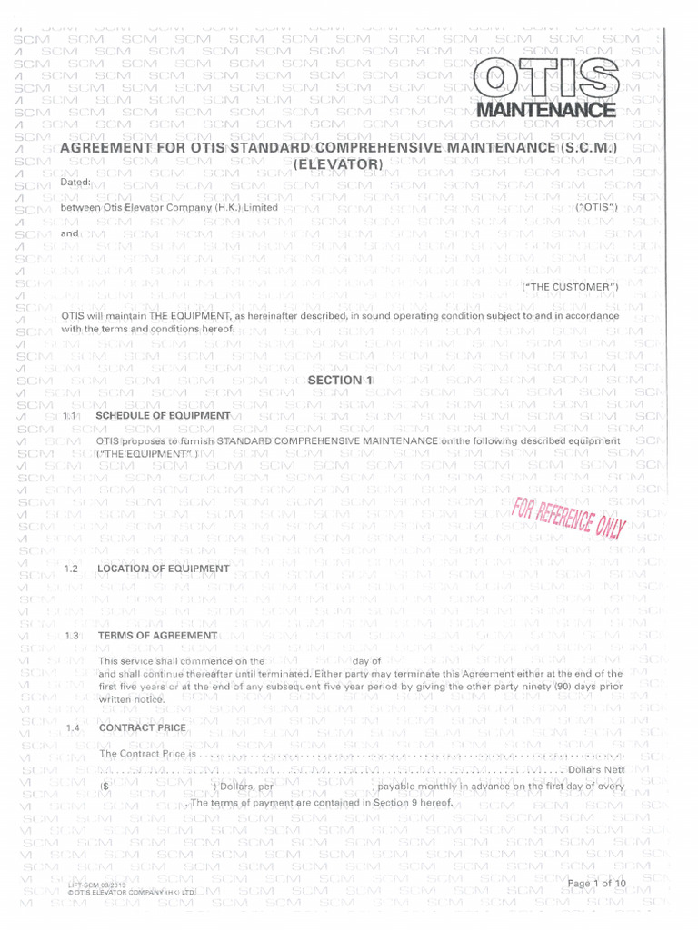 Sample Copy of Standard Comprehensive Maintenance Contract | PDF