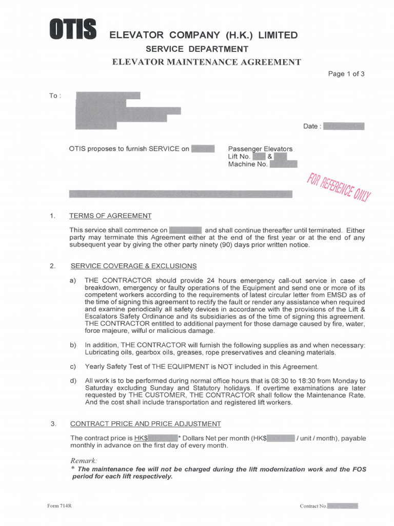 Sample Copy of Standard Maintenance Contract | PDF