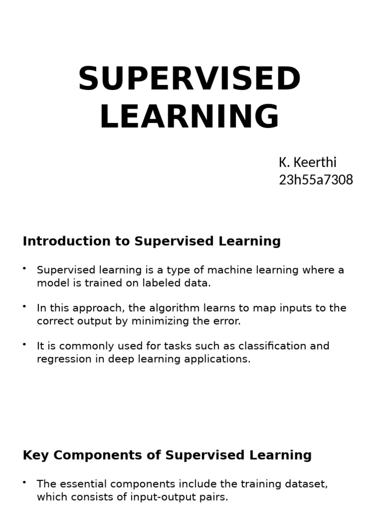 Supervised Learning in Deep Learning | PDF