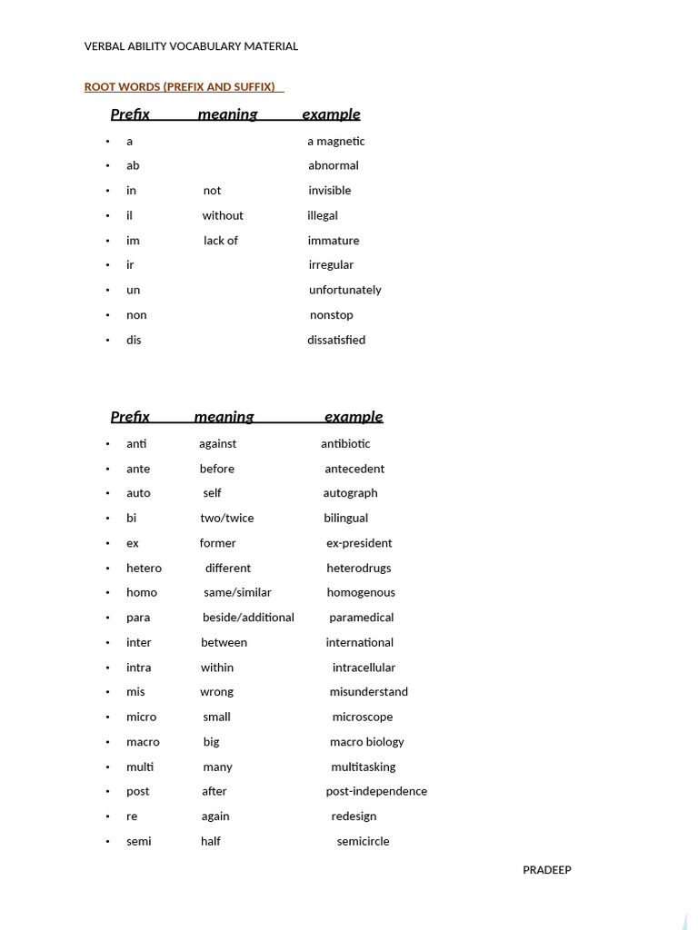 Verbal Vocabulary Practice | PDF