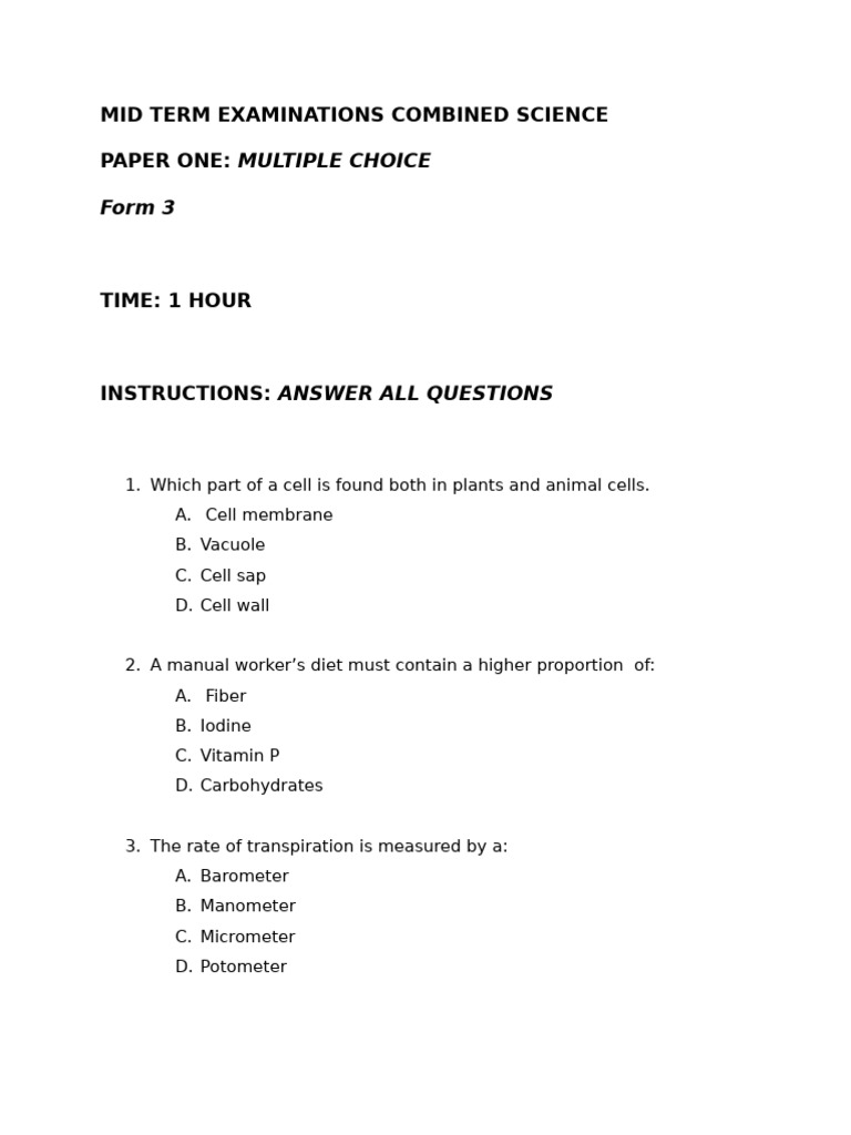 Combined Science Form 3 End of Year Exam | PDF | Oxide | Redox