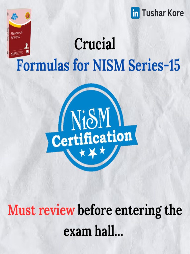 NISM Series-15 Formula Cheetsheet | PDF | Dividend | Bonds (Finance)