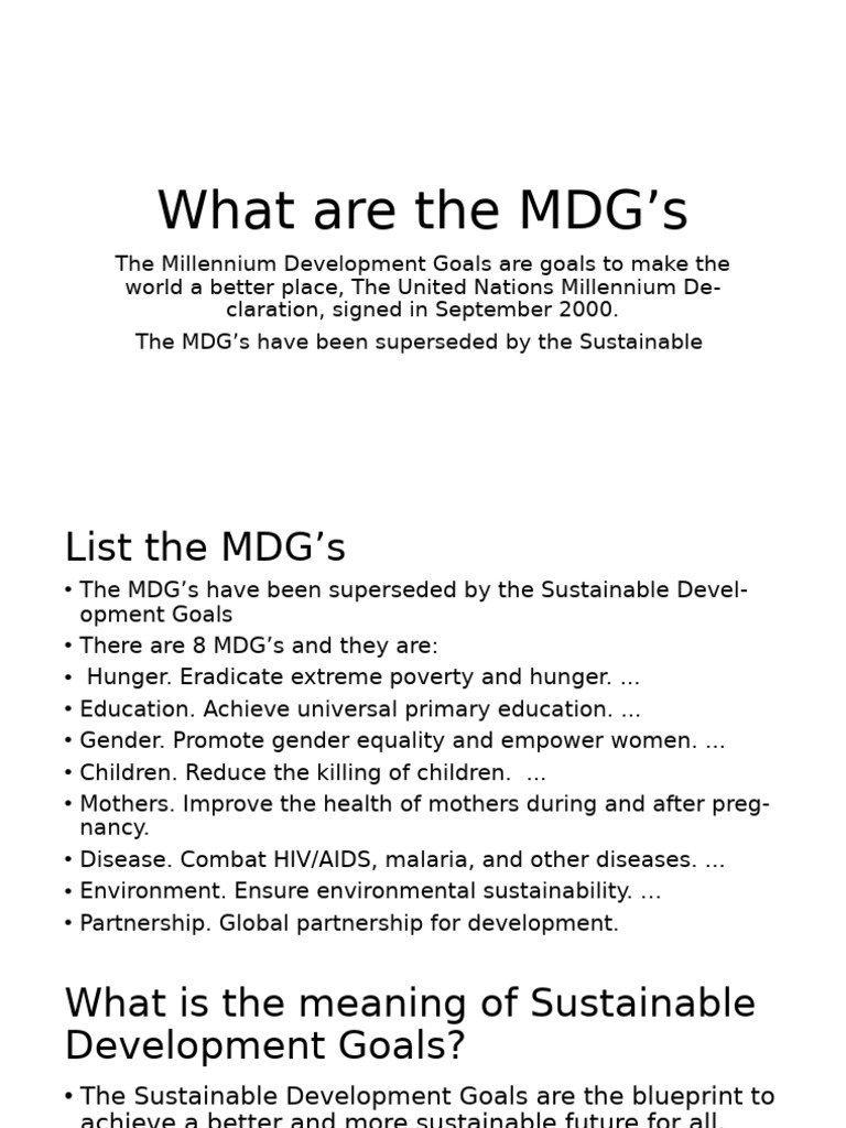 What are the MDG’s | PDF | Millennium Development Goals | Sustainability