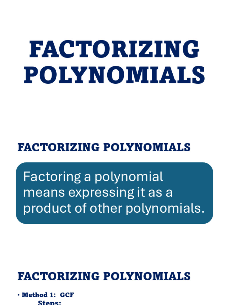 Factorizing Polynomials | PDF | Factorization | Polynomial