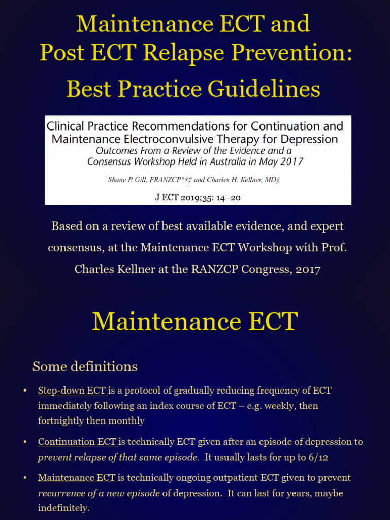 Maintenance ECT and Post ECT Relapse Prevention RANZCP | PDF ...