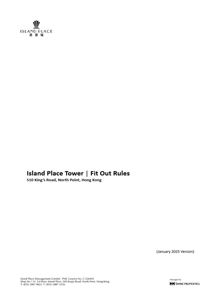 EST-010 - IPT - Fit Out Rules (January 2025) | PDF | Elevator ...