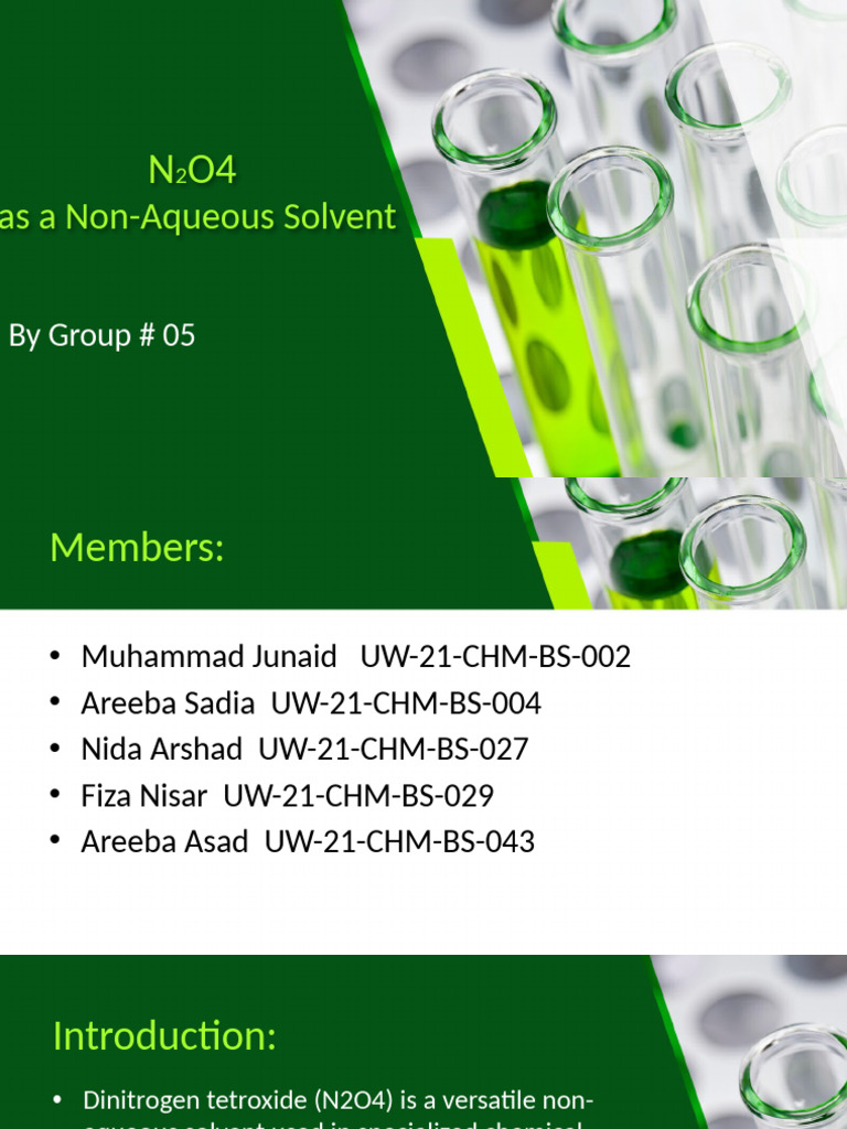 N2O4: A Versatile Non-Aqueous Solvent | PDF | Chemical Reactions | Solvent
