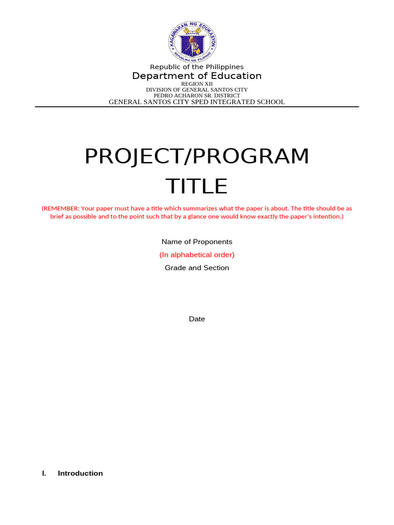 Editable Format Concept Paper (DepEd) | PDF | Methodology