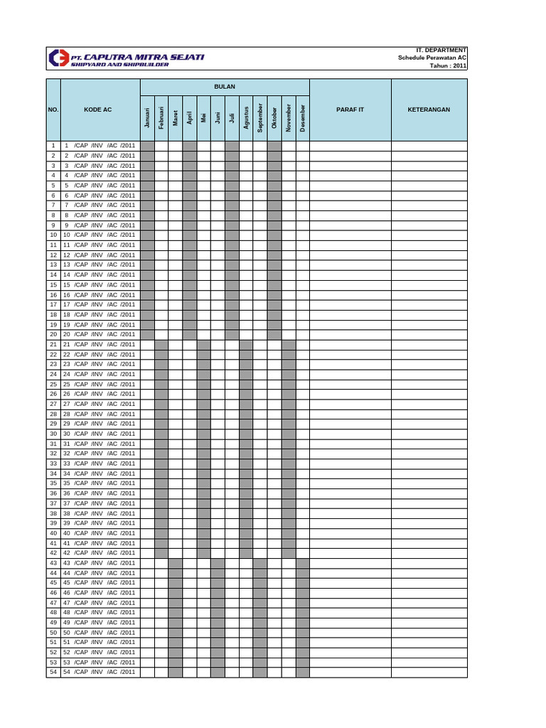 Form Schedule Perawatan AC | PDF