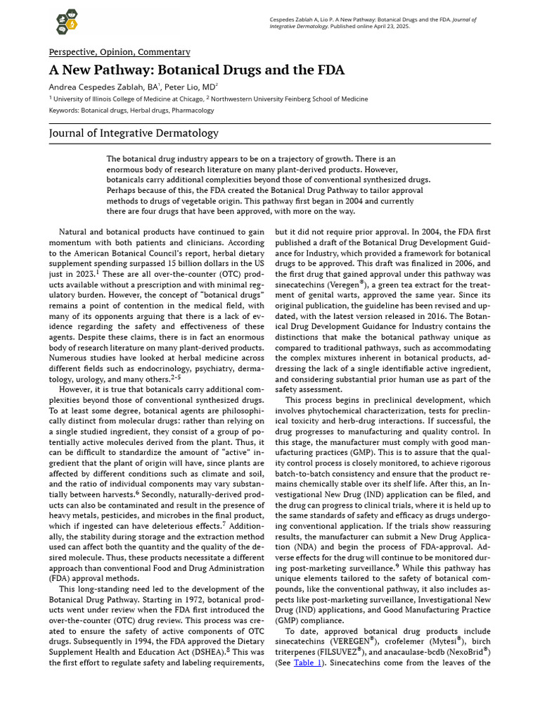 A New Pathway Botanical Drugs and The FDA | PDF | Food And Drug Administration | Over The ...