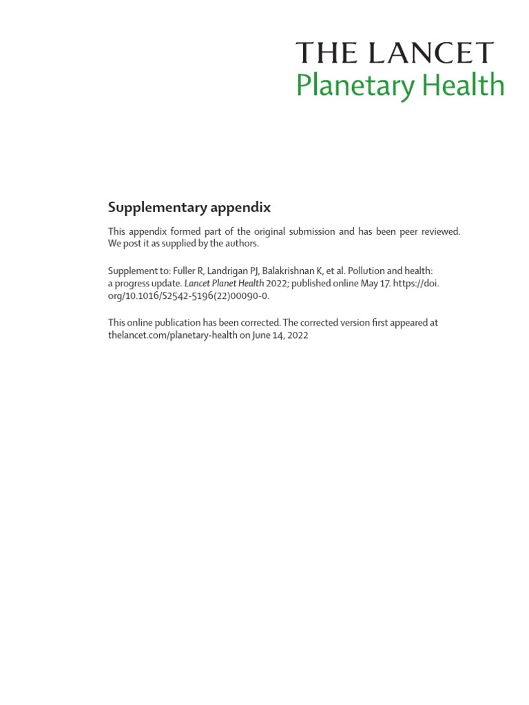 Supplementary Appendix | PDF | Climate Change Mitigation | Wash