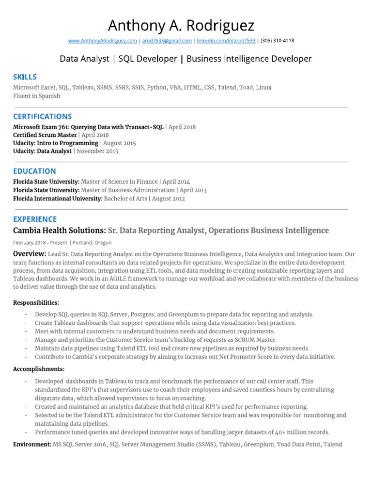 Anthony A Rodriguez Resume | PDF