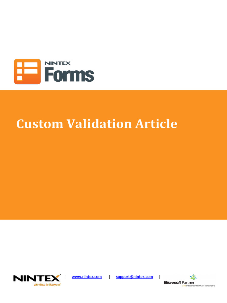 Custom Validation in Nintex Forms 2010 | PDF | Java Script | Computer ...