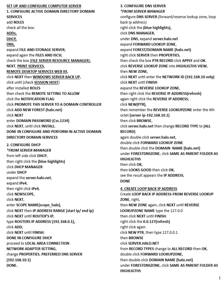 CSS Procedure Set Up Server 2019 | PDF | Group Policy | Domain Name System