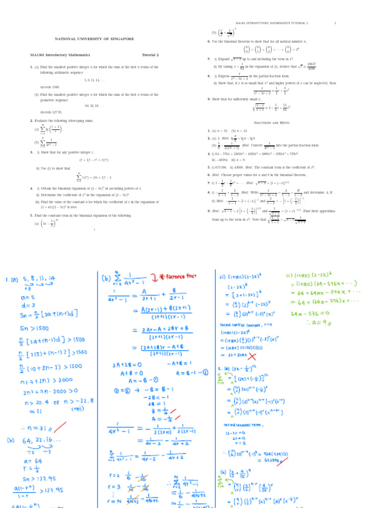 Tut 2 | PDF | Summation | Mathematical Analysis