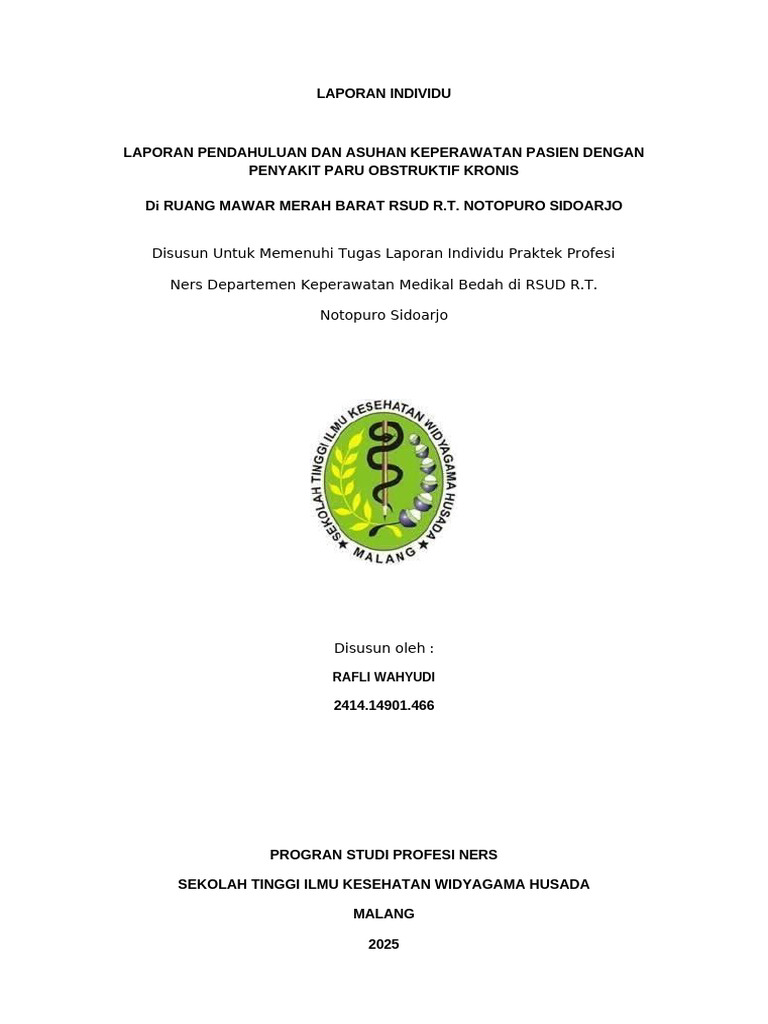 Laporan Pendahuluan KMB Ppok 1 (Rafli) | PDF
