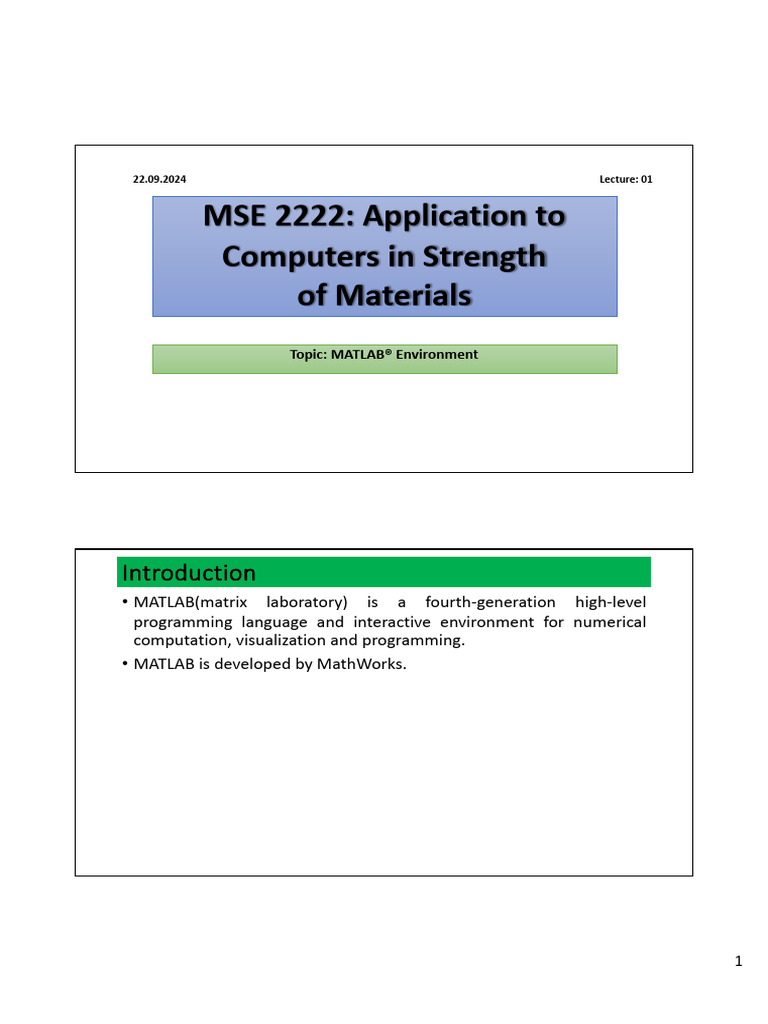 MATLAB Basics for Materials Science | PDF | Matlab | Matrix (Mathematics)