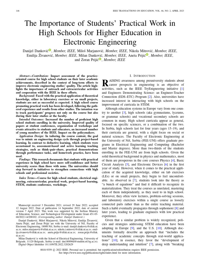 High School Practical Work for Engineering | PDF | Curriculum ...