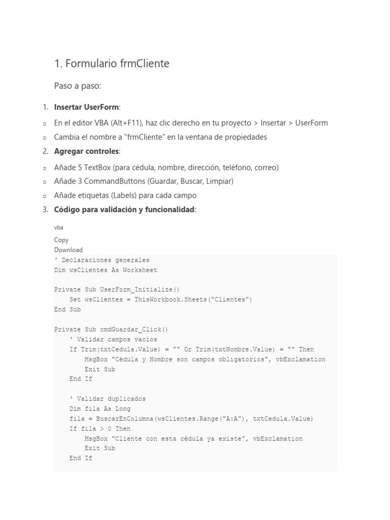 Formulario Cliente Excel | PDF | Programación de computadoras | Informática