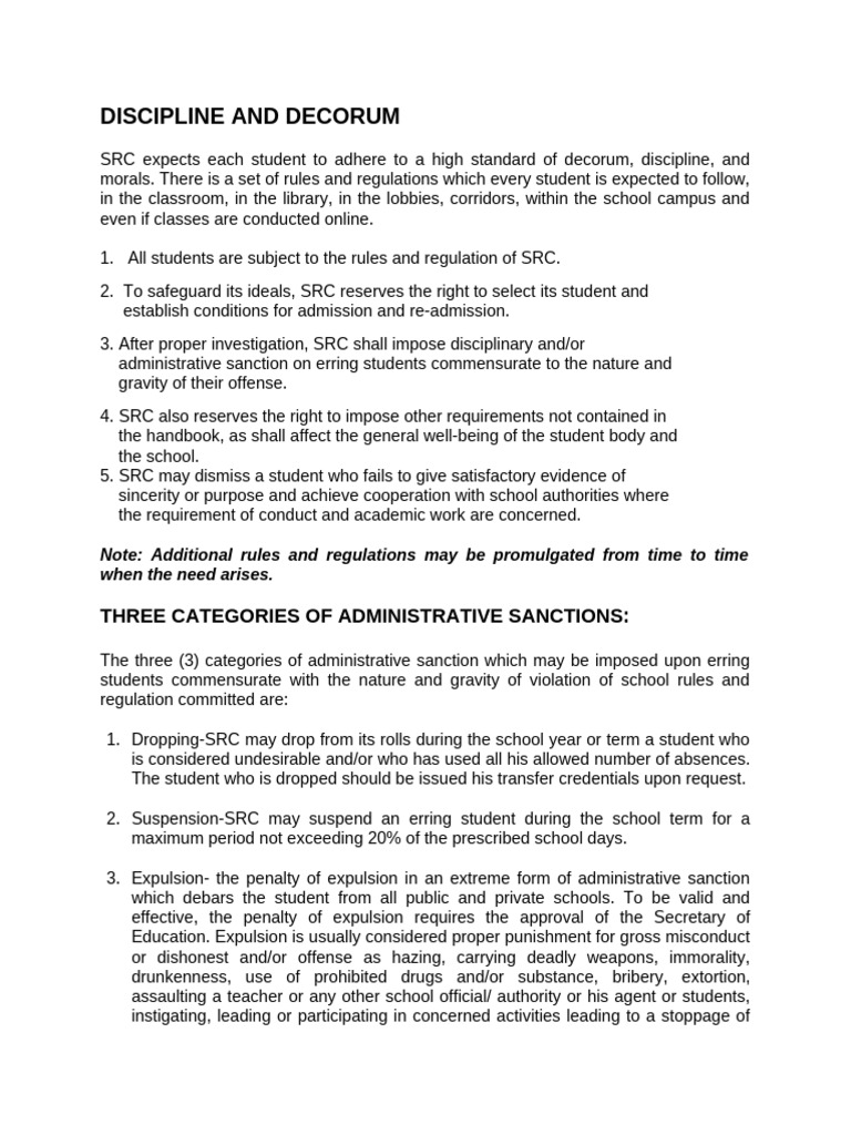 Discipline Hanbook Inset 2 | PDF | Crimes | Crime & Violence